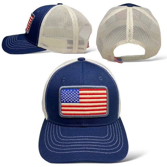 Accessories | Usa Flag Embroidered Patch Snapback Trucker Hat Navy Mesh ...